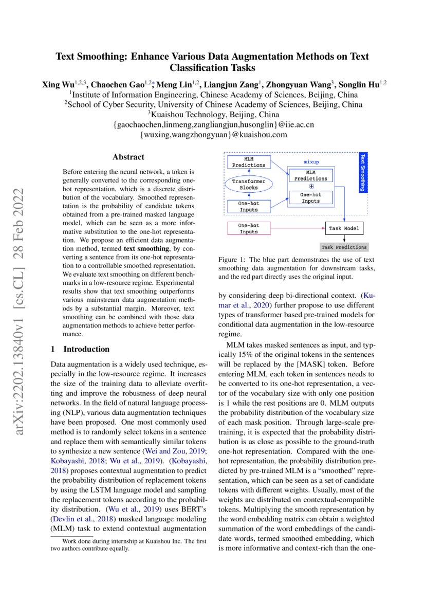 Text Smoothing Enhance Various Data Augmentation Methods On Text Classification Tasks Deepai