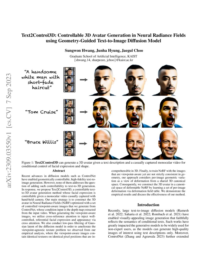 Text2control3d Controllable 3d Avatar Generation In Neural Radiance Fields Using Geometry 