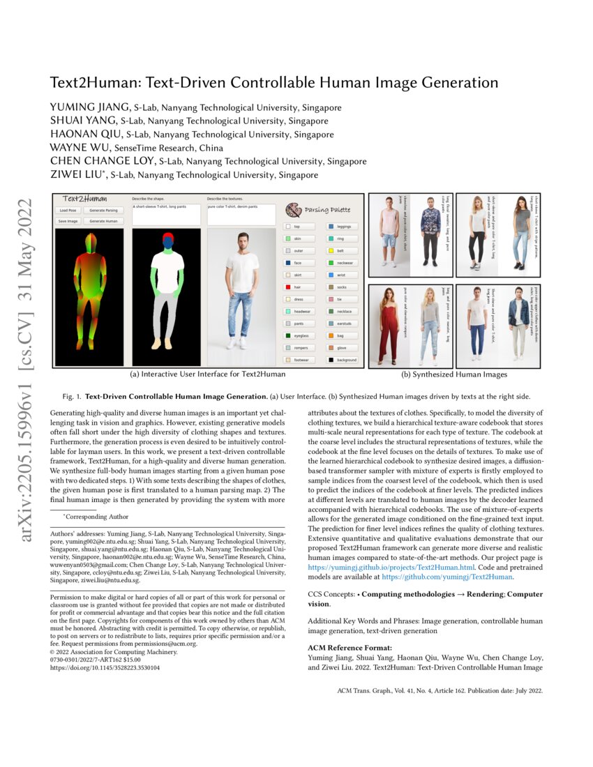 Text2Human: Text-Driven Controllable Human Image Generation | DeepAI