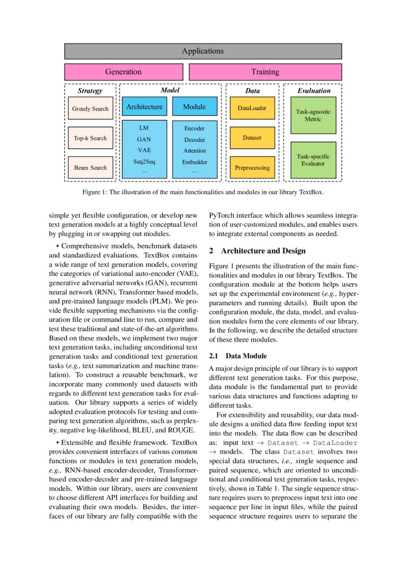 Textbox A Unified Modularized And Extensible Framework For Text Generation Deepai