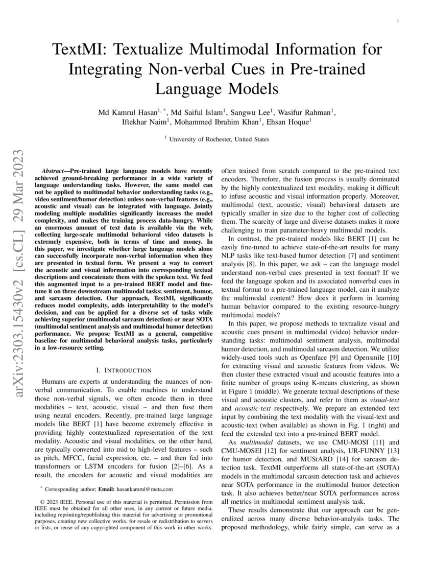 Textmi Textualize Multimodal Information For Integrating Non Verbal Cues In Pre Trained 