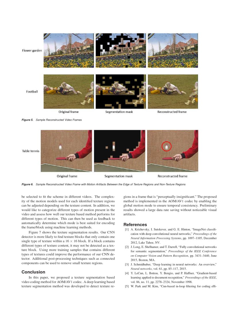 Texture Segmentation Based Video Compression Using Convolutional Neural 3530