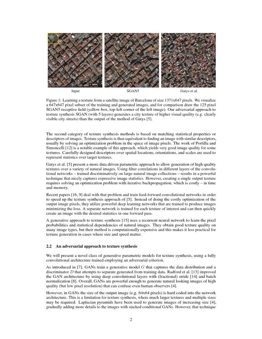 Texture Synthesis with Spatial Generative Adversarial Networks | DeepAI