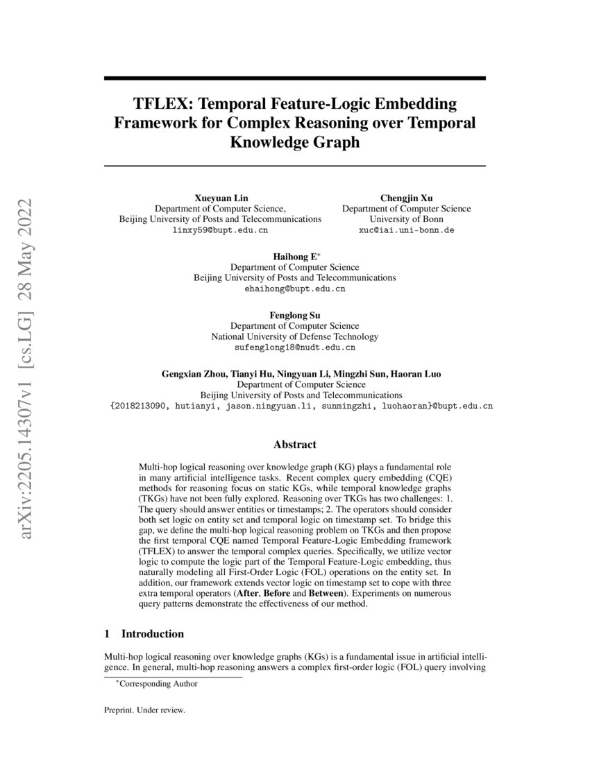 Tflex Temporal Feature Logic Embedding Framework For Complex Reasoning Over Temporal Knowledge