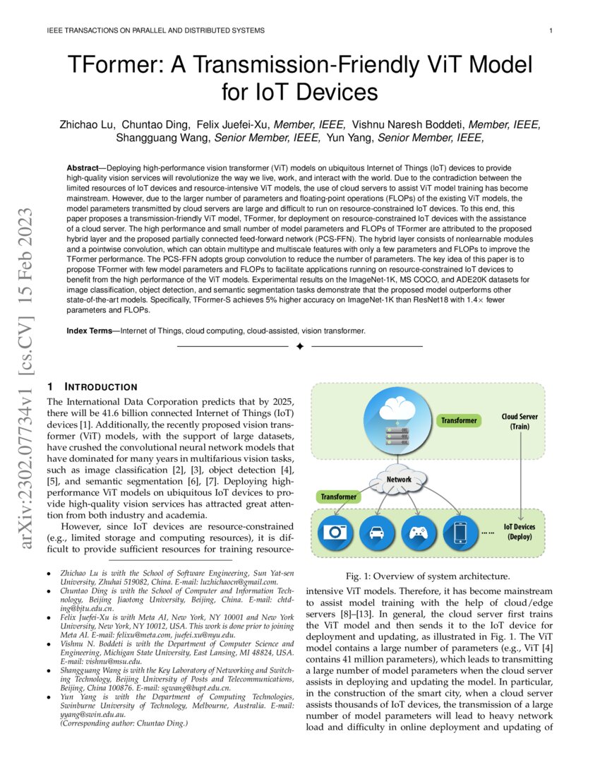 TFormer: A Transmission-Friendly ViT Model for IoT Devices | DeepAI