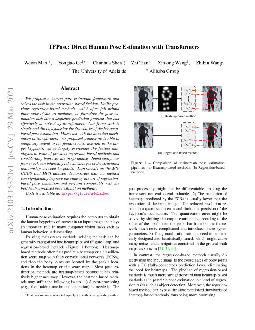 TFPose: Direct Human Pose Estimation with Transformers | DeepAI