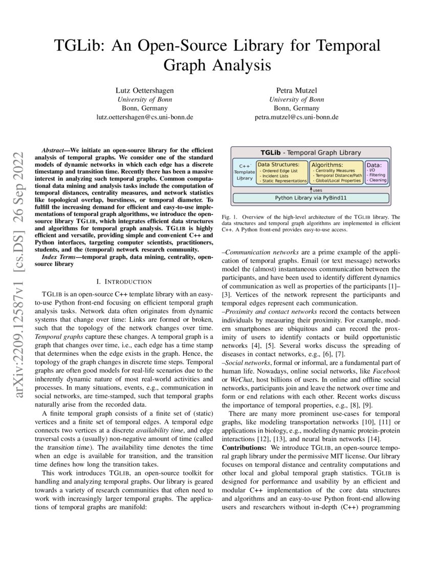 Tglib An Open Source Library For Temporal Graph Analysis Deepai