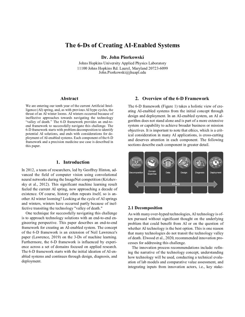 The 6-Ds of Creating AI-Enabled Systems | DeepAI