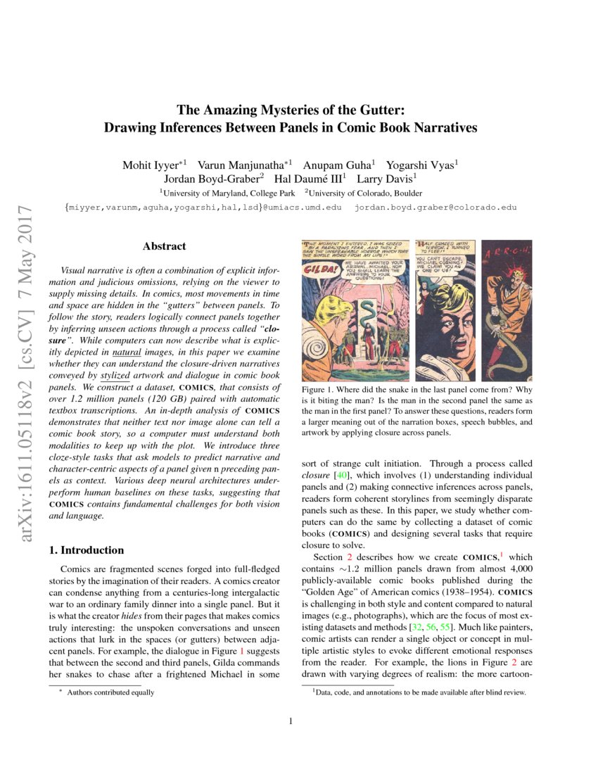 The Amazing Mysteries of the Gutter: Drawing Inferences Between Panels ...