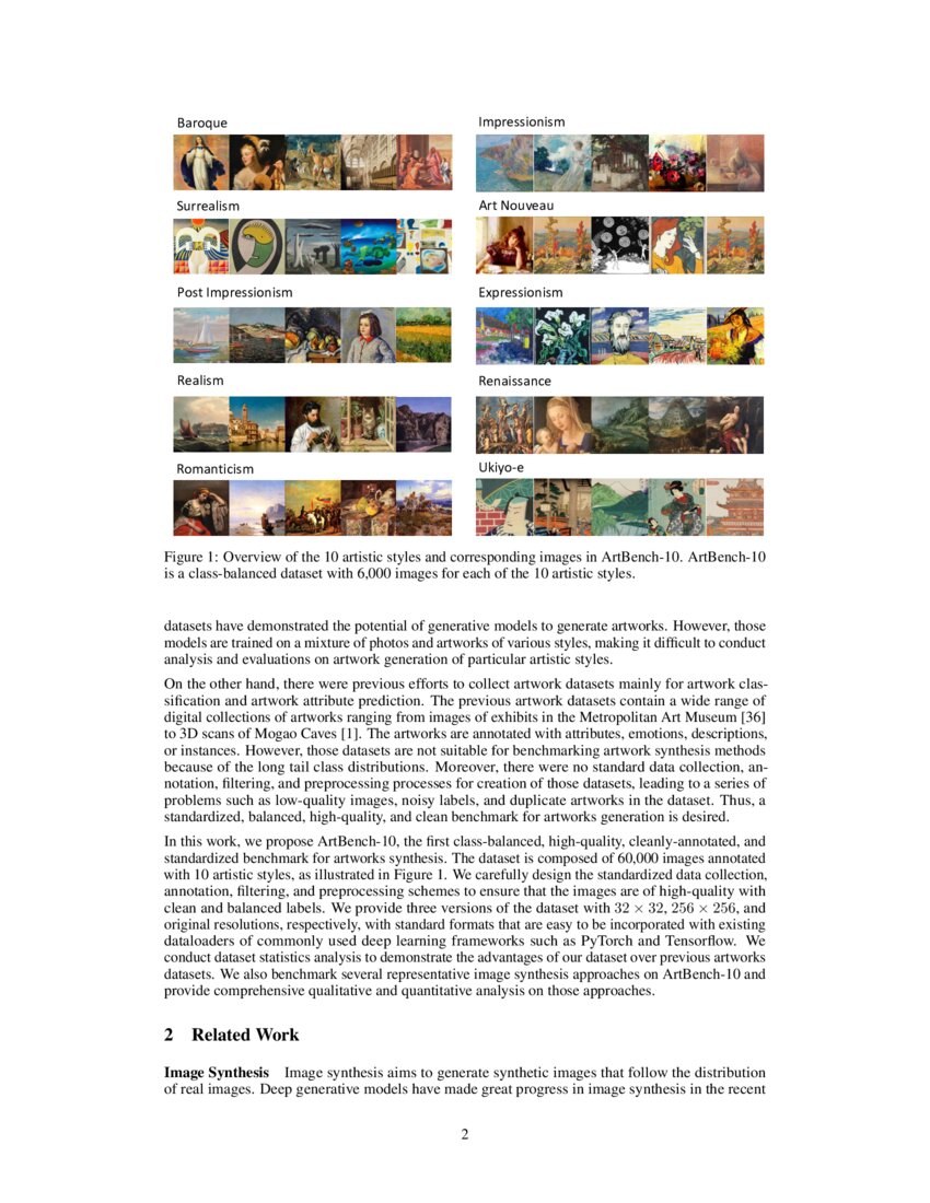 The ArtBench Dataset: Benchmarking Generative Models with Artworks | DeepAI