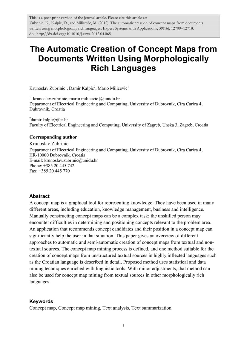 The automatic creation of concept maps from documents written using ...