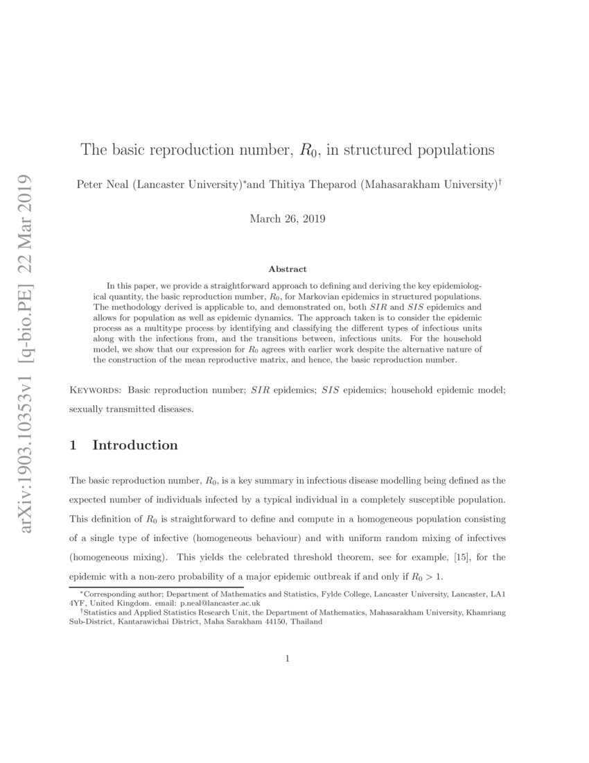 The basic reproduction number, R_0, in structured populations | DeepAI