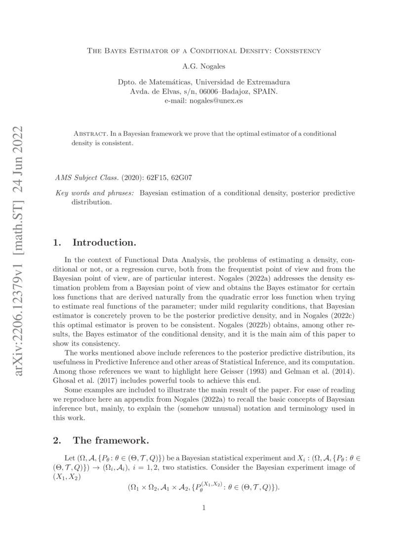The Bayes Estimator Of A Conditional Density Consistency Deepai