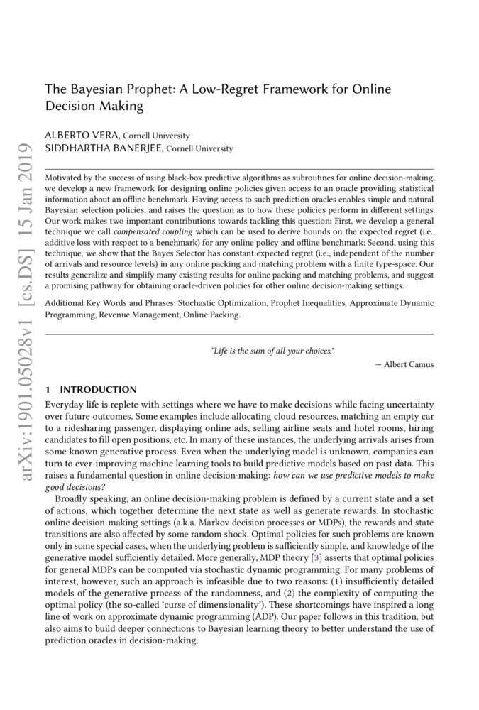 The Bayesian Prophet: A Low-Regret Framework for Online Decision Making ...