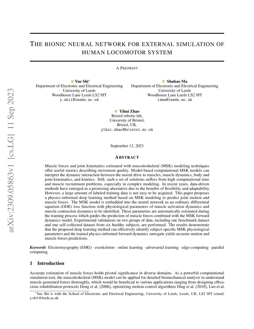 The Bionic Neural Network For External Simulation Of Human Locomotor