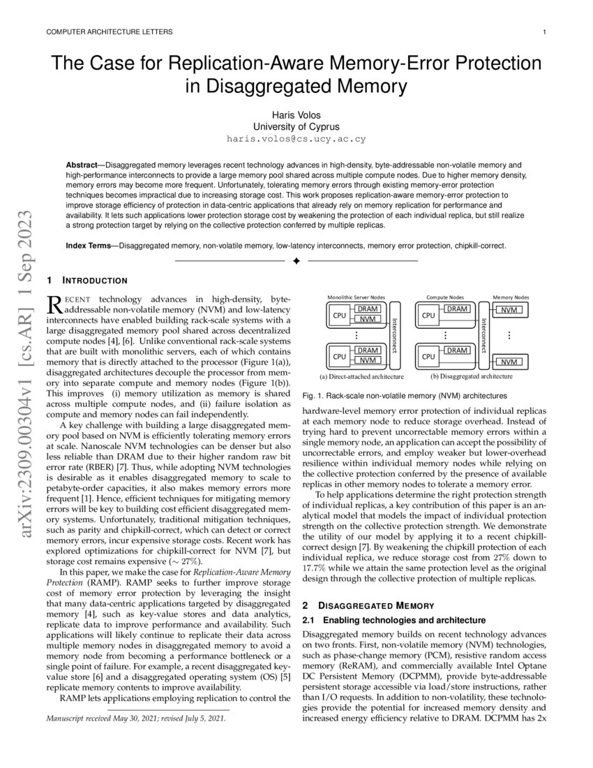 The Case For Replication Aware Memory Error Protection In Disaggregated Memory Deepai