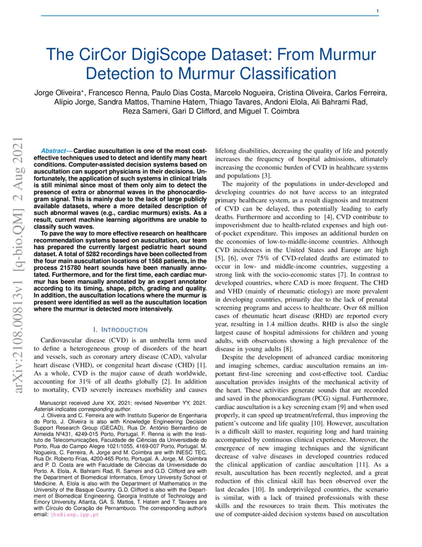The CirCor DigiScope Dataset: From Murmur Detection to Murmur ...