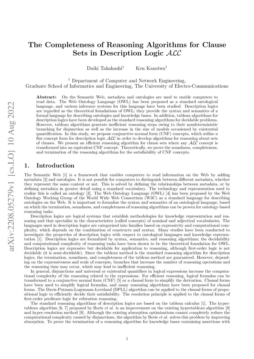 The Completeness Of Reasoning Algorithms For Clause Sets In Description Logic Alc Deepai 