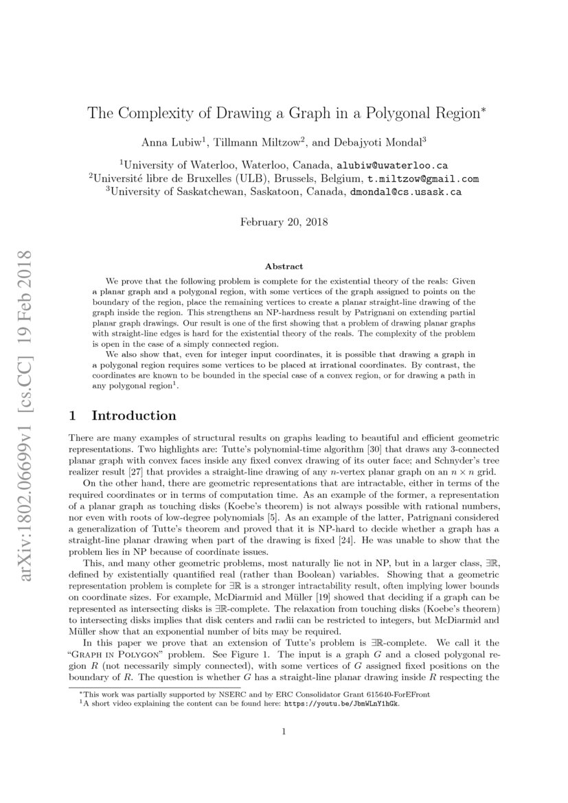 The Complexity of Drawing a Graph in a Polygonal Region | DeepAI