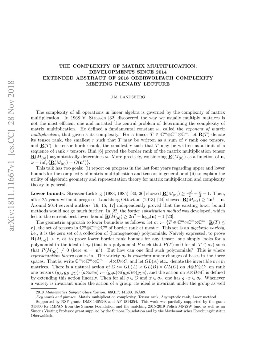 The complexity of matrix multiplication: developments since 2014 ...