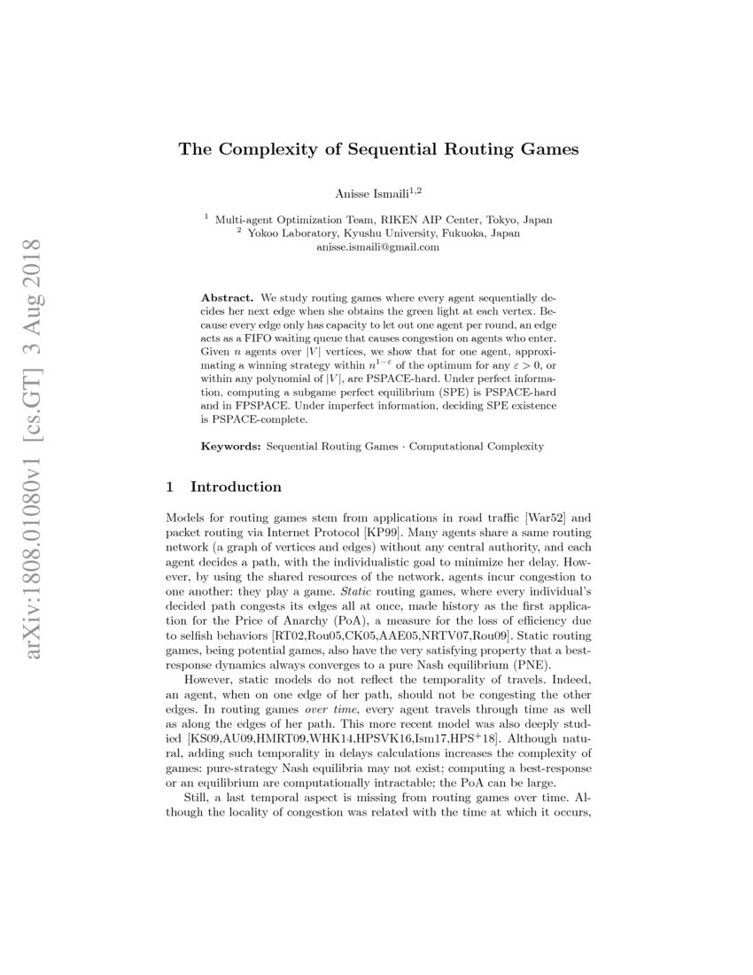The Complexity of Sequential Routing Games | DeepAI