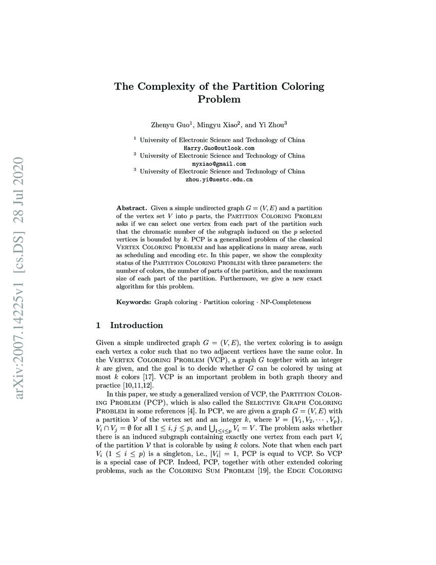 The Complexity of the Partition Coloring Problem | DeepAI