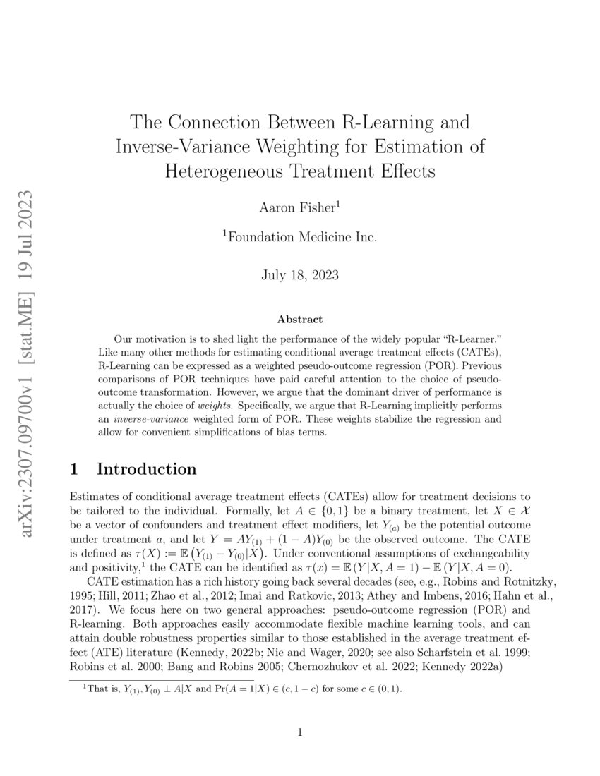 The Connection Between R Learning And Inverse Variance Weighting For