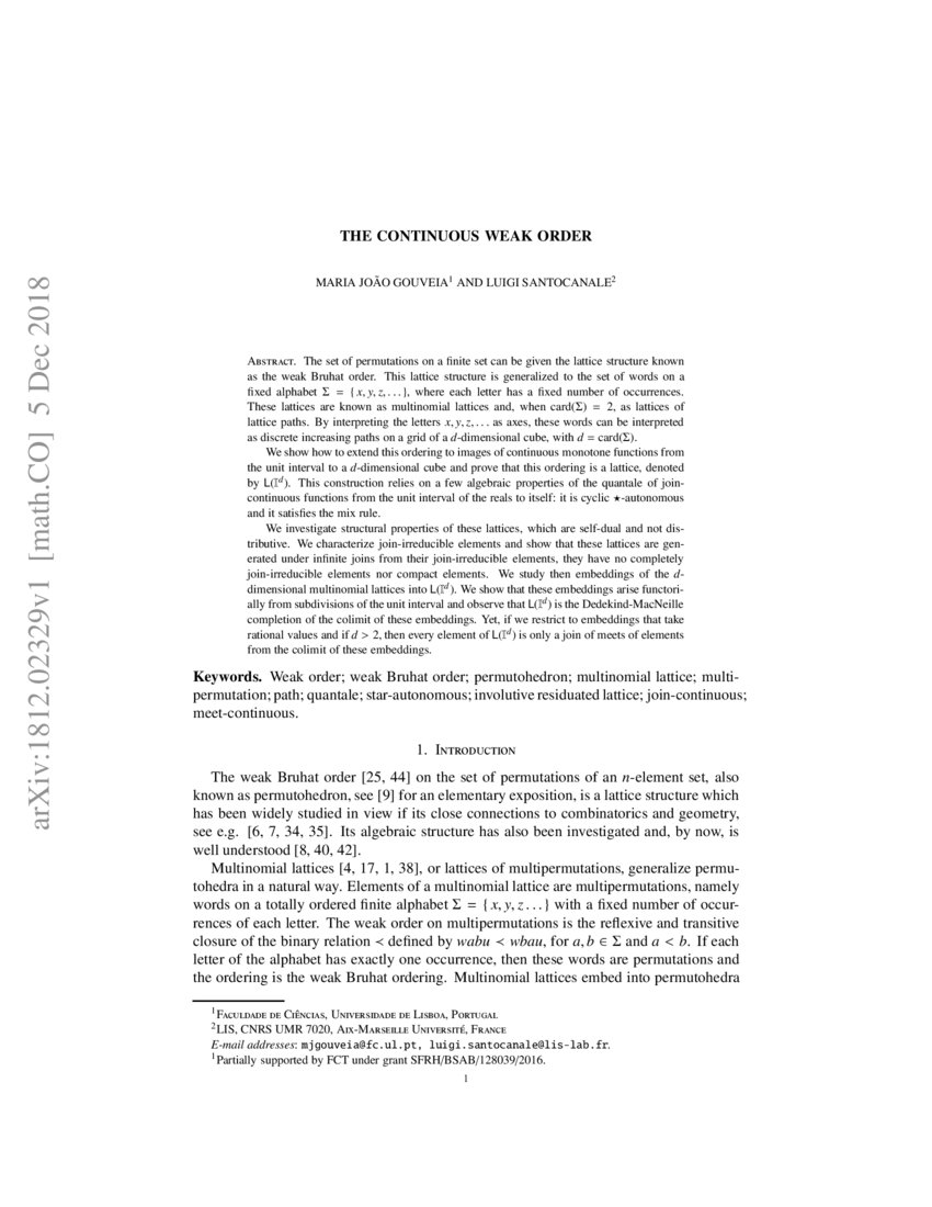 The continuous weak order | DeepAI