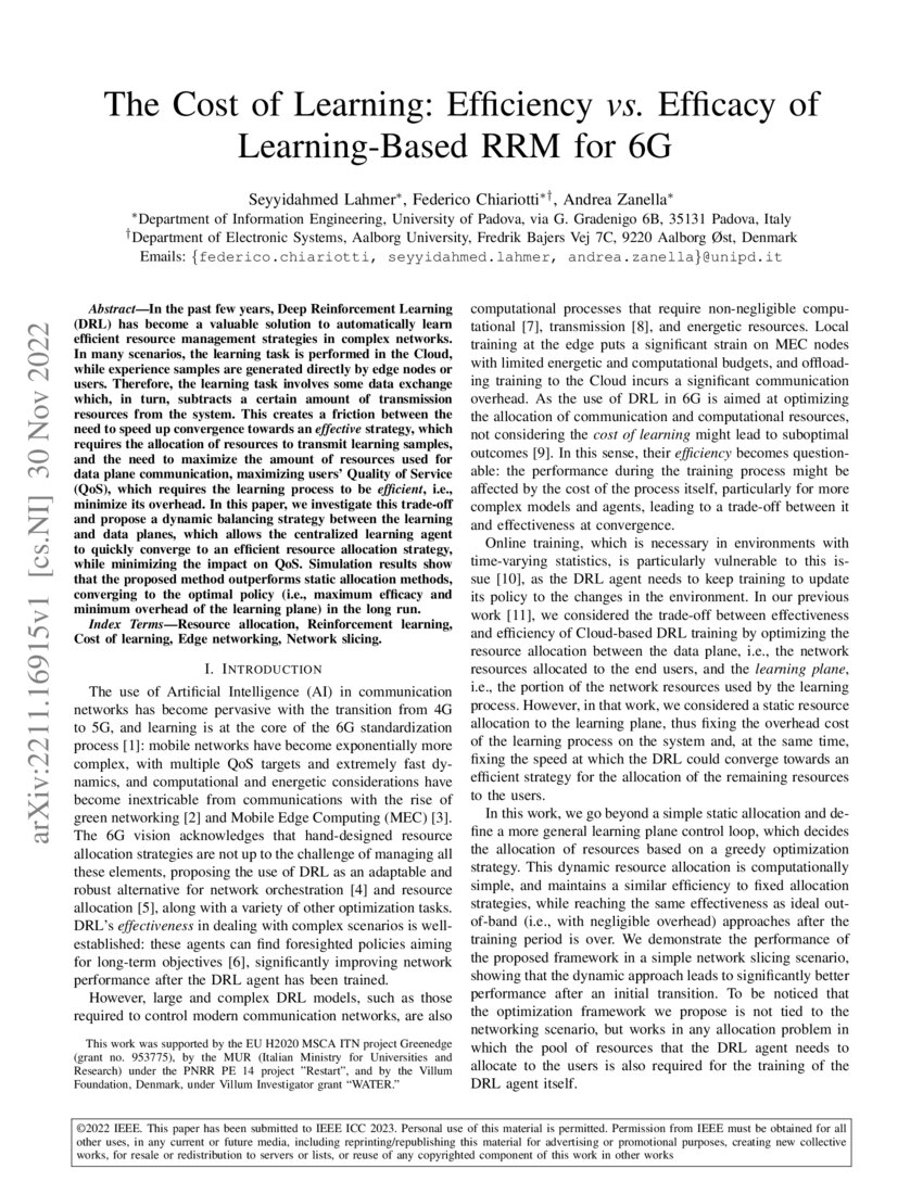 The Cost of Learning: Efficiency vs. Efficacy of Learning-Based RRM for ...