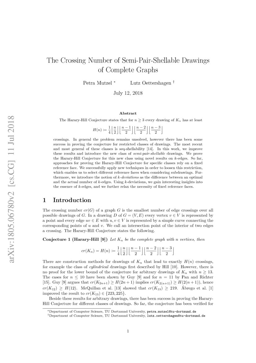 The Crossing Number of Semi-Pair-Shellable Drawings of Complete Graphs ...