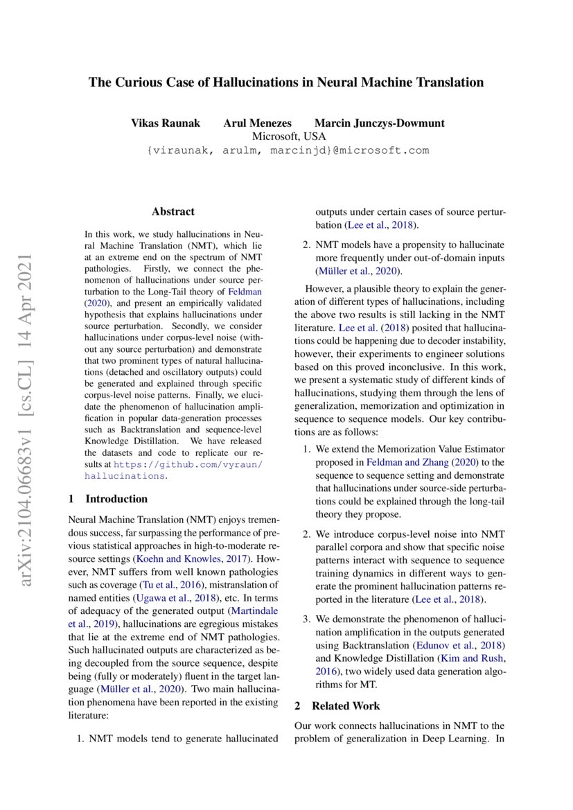 The Curious Case Of Hallucinations In Neural Machine Translation Deepai 
