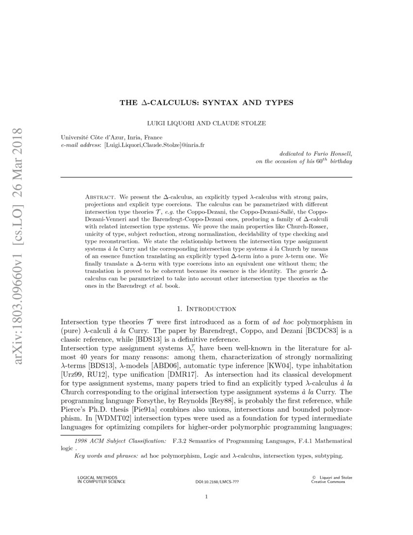 The Delta Calculus Syntax And Types Deepai