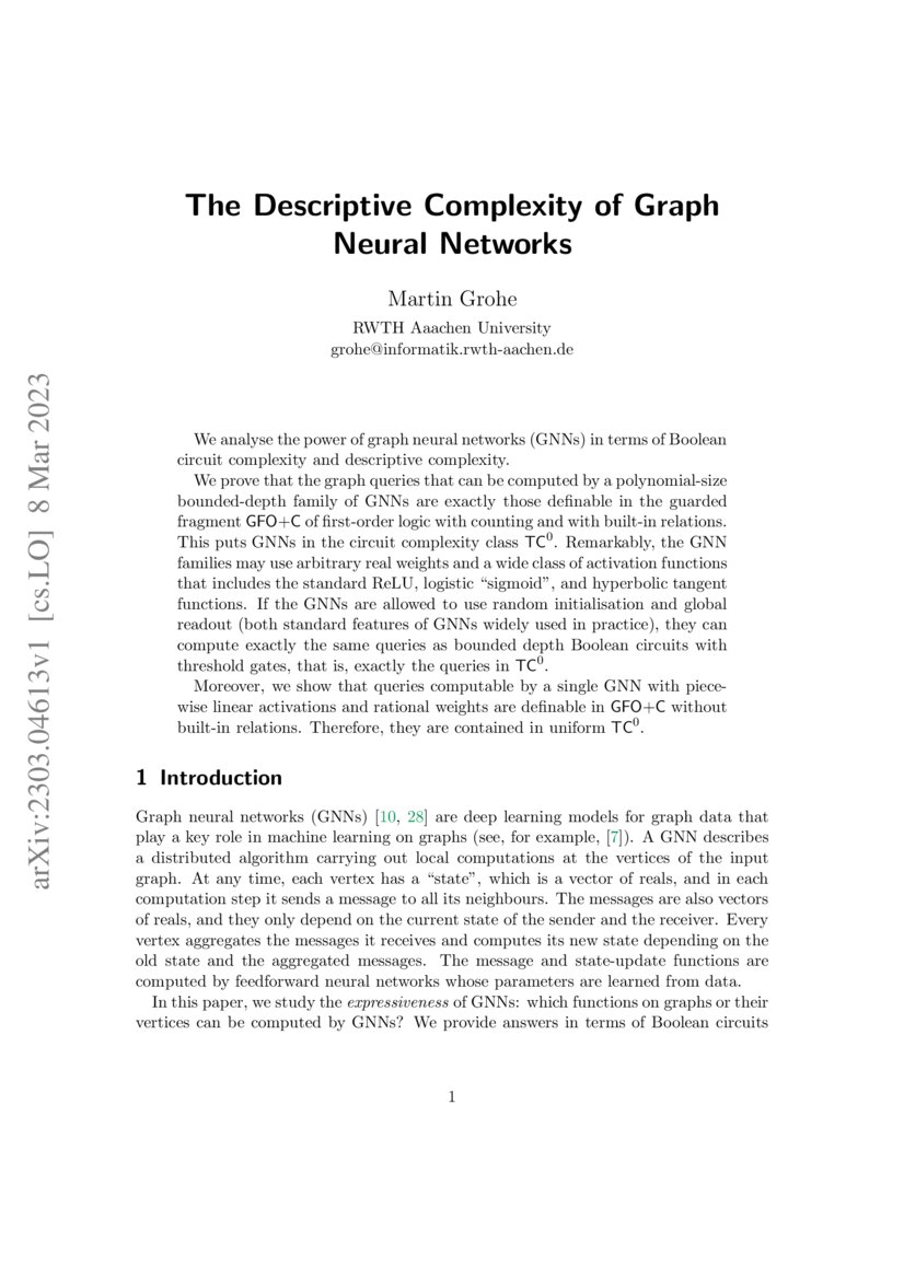 The Descriptive Complexity Of Graph Neural Networks Deepai