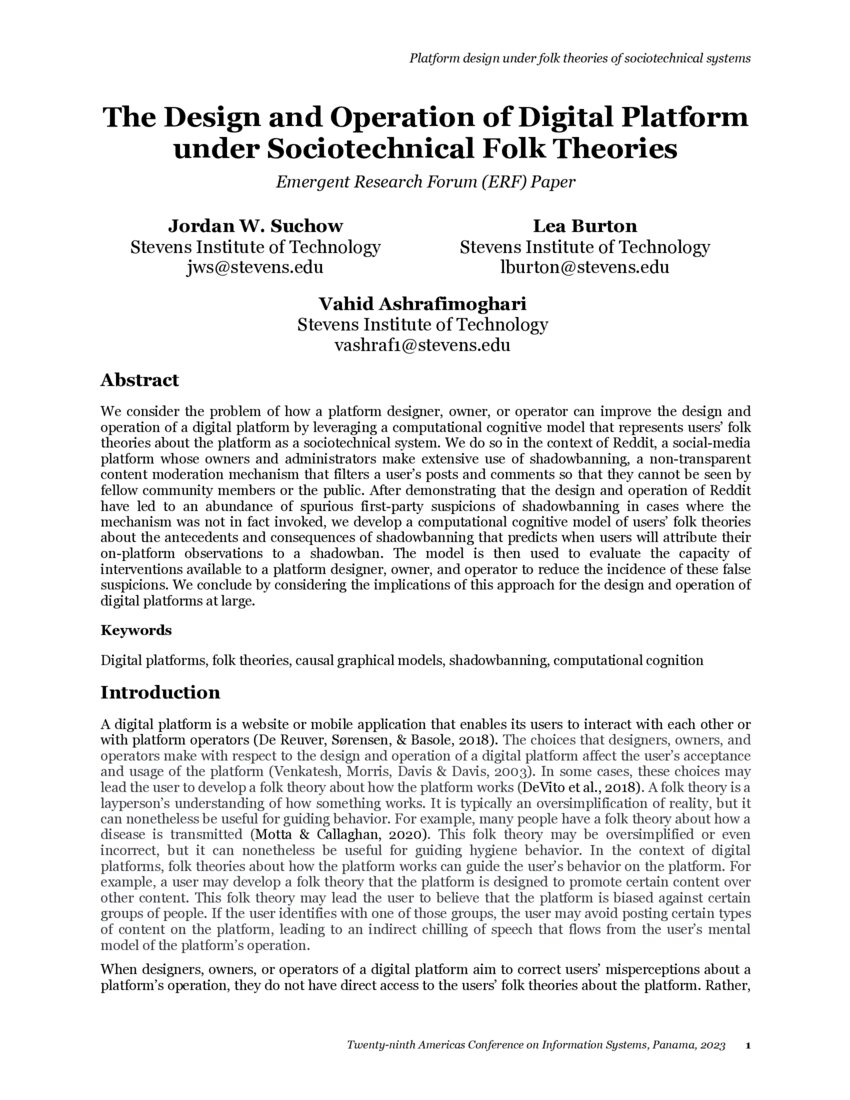 The Design and Operation of Digital Platform under Sociotechnical Folk ...