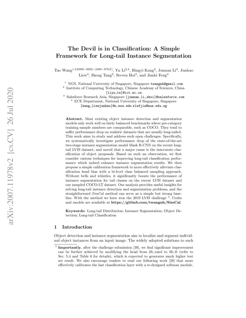The Devil Is In Classification A Simple Framework For Long Tail Instance Segmentation Deepai