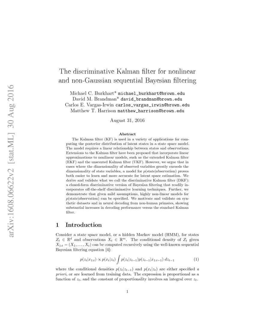 The discriminative Kalman filter for nonlinear and non-Gaussian ...