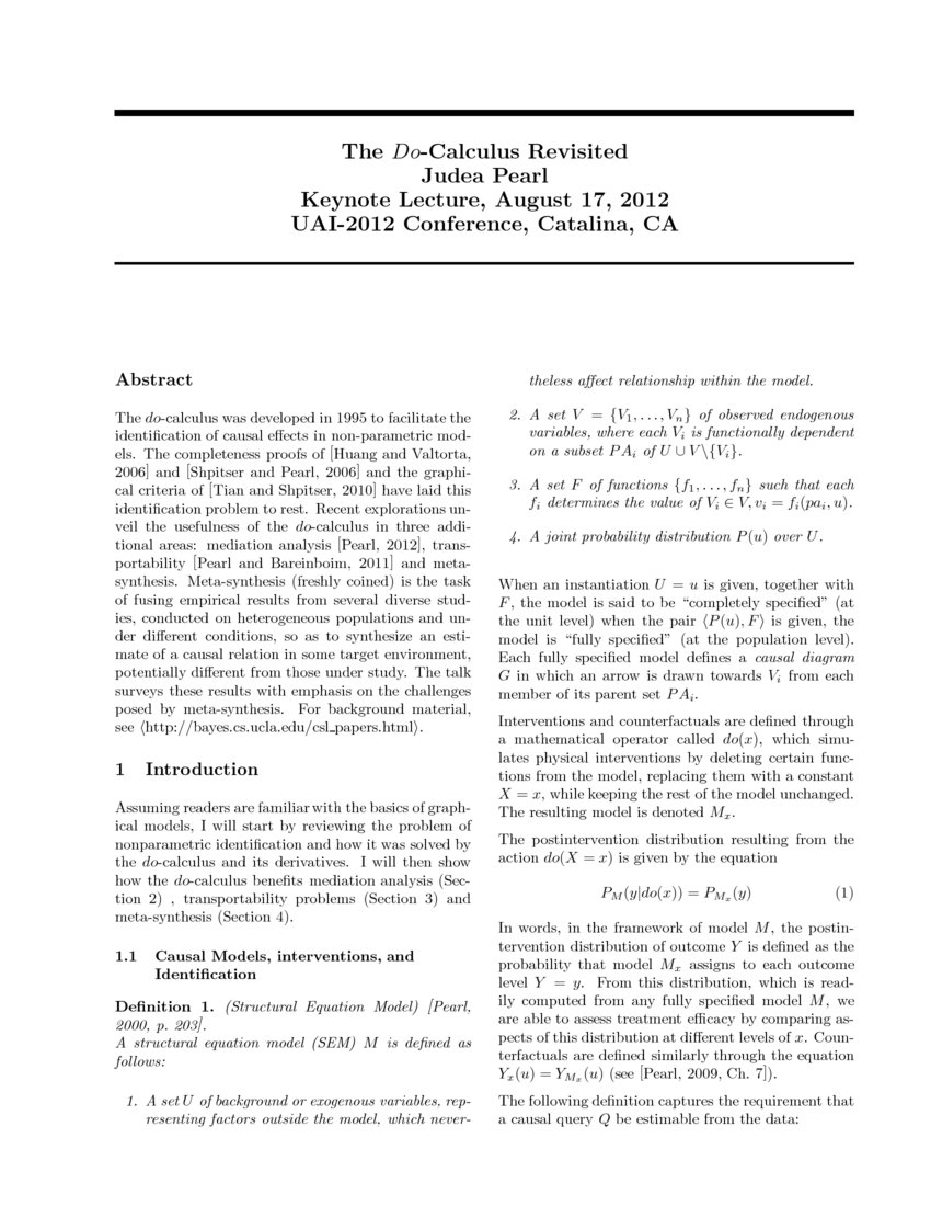 The Do-Calculus Revisited | DeepAI