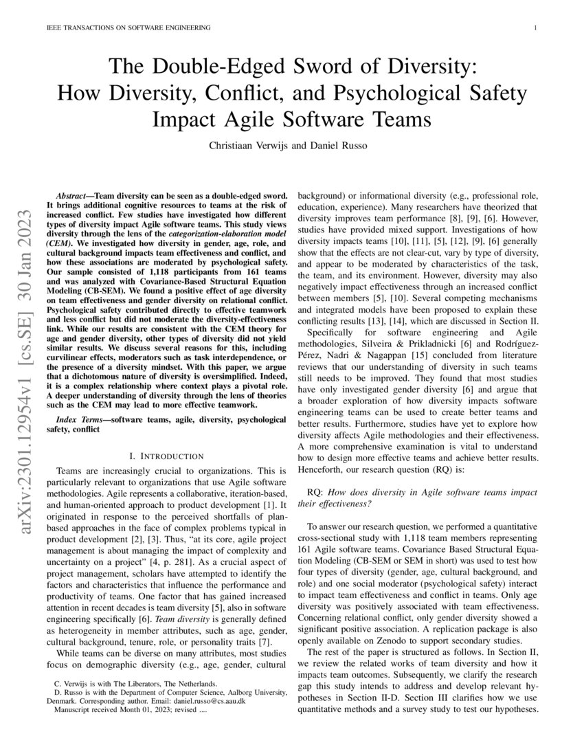 The Double-Edged Sword of Diversity: How Diversity, Conflict, and Psychological Safety Impact ...