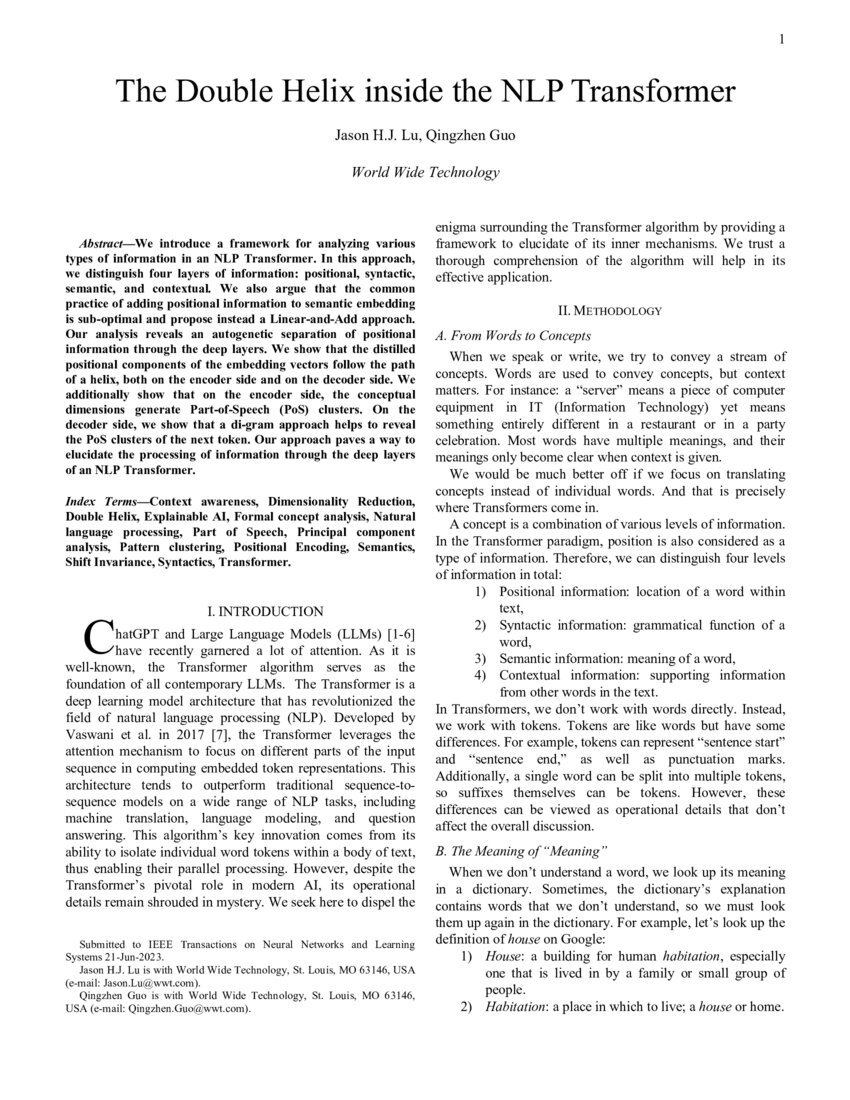 The Double Helix inside the NLP Transformer | DeepAI