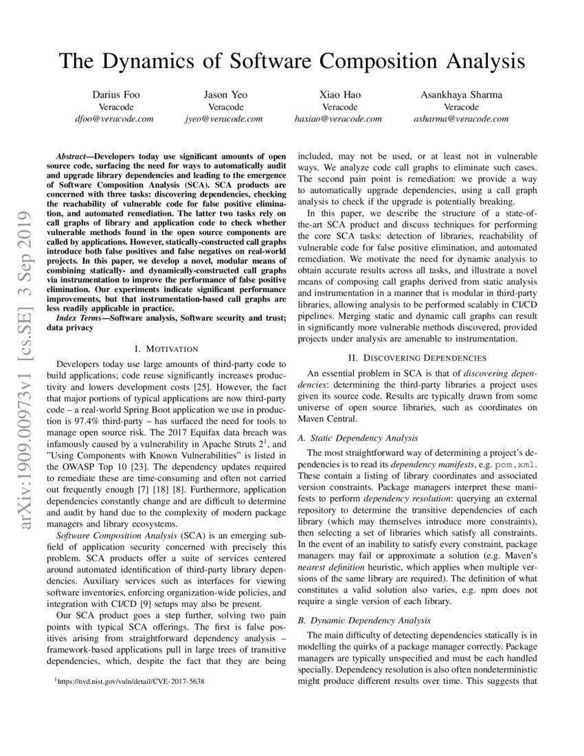 The Dynamics of Software Composition Analysis | DeepAI