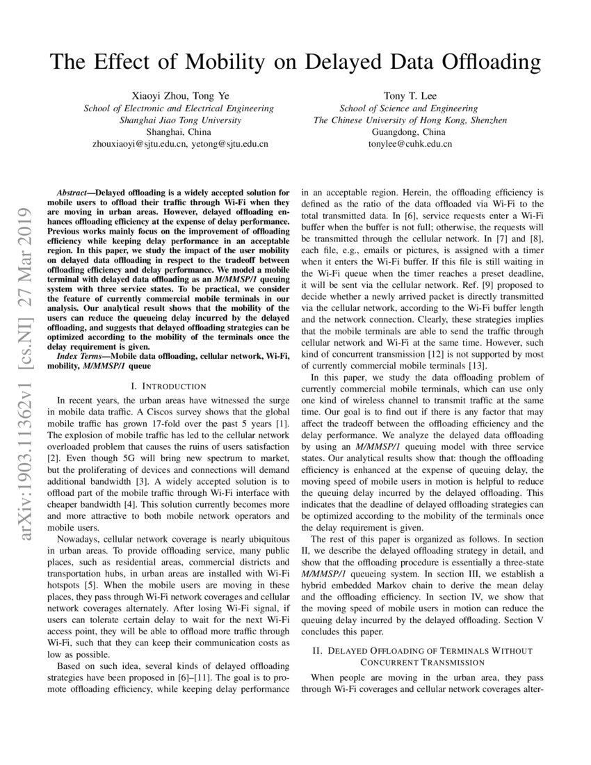 The Effect of Mobility on Delayed Data Offloading | DeepAI