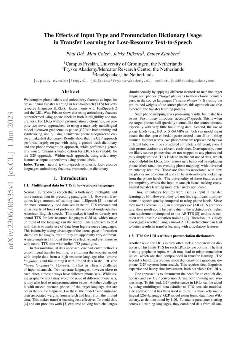 The Effects Of Input Type And Pronunciation Dictionary Usage In 