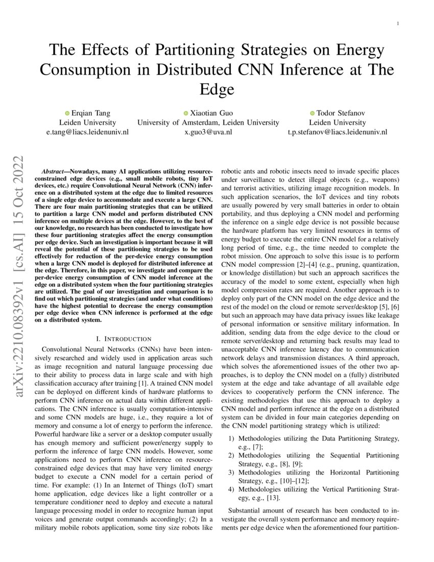 The Effects Of Partitioning Strategies On Energy Consumption In Distributed Cnn Inference At The 