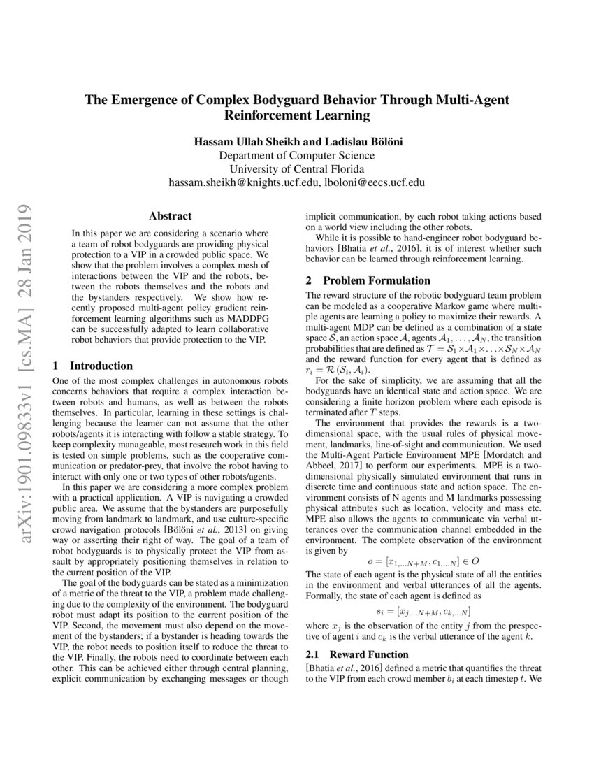 The Emergence of Complex Bodyguard Behavior Through Multi-Agent ...