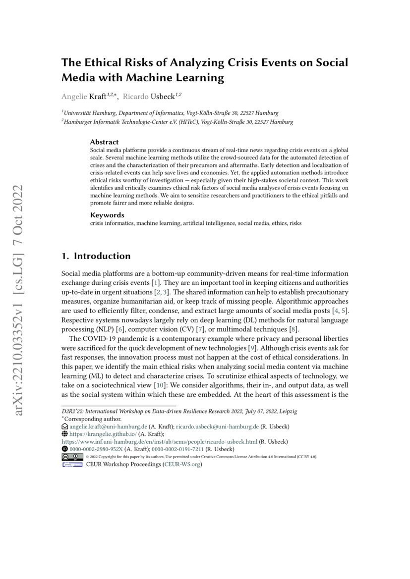 The Ethical Risks of Analyzing Crisis Events on Social Media with ...