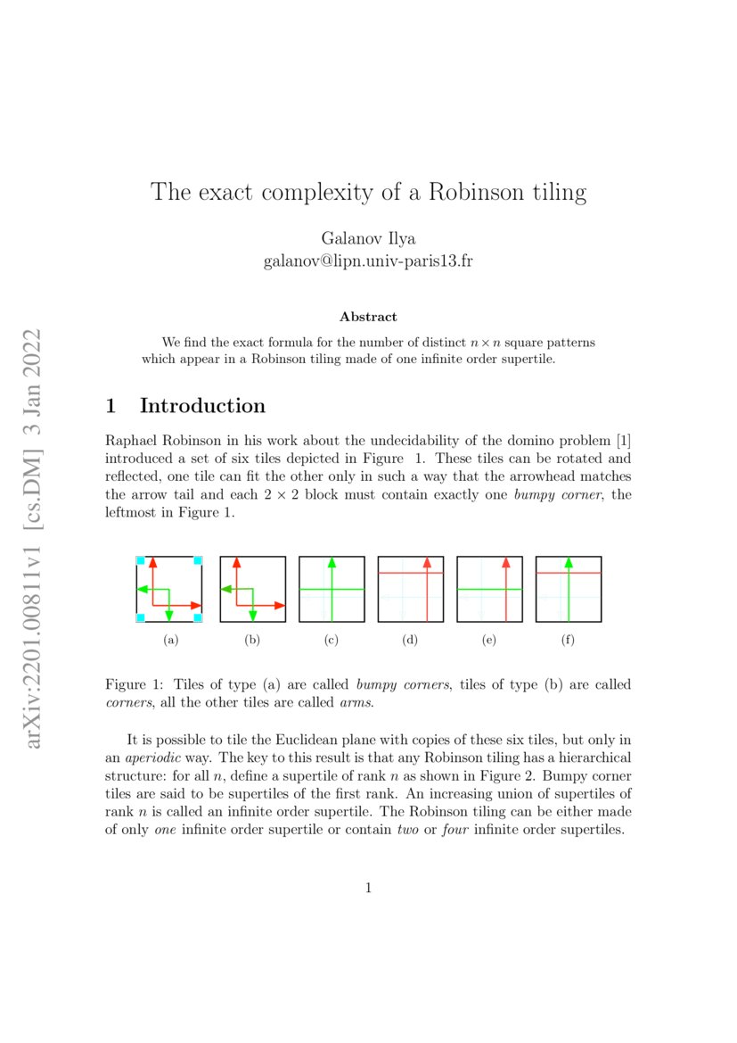 The exact complexity of a Robinson tiling | DeepAI