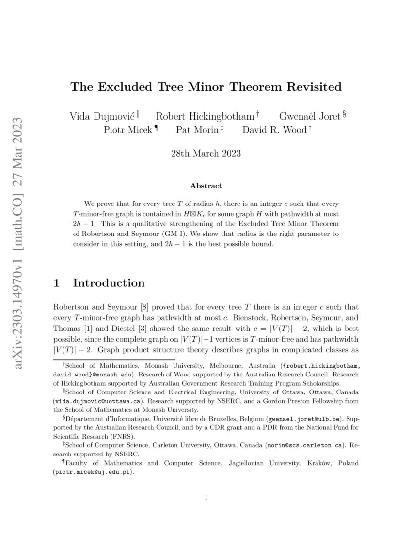 The Excluded Tree Minor Theorem Revisited | DeepAI
