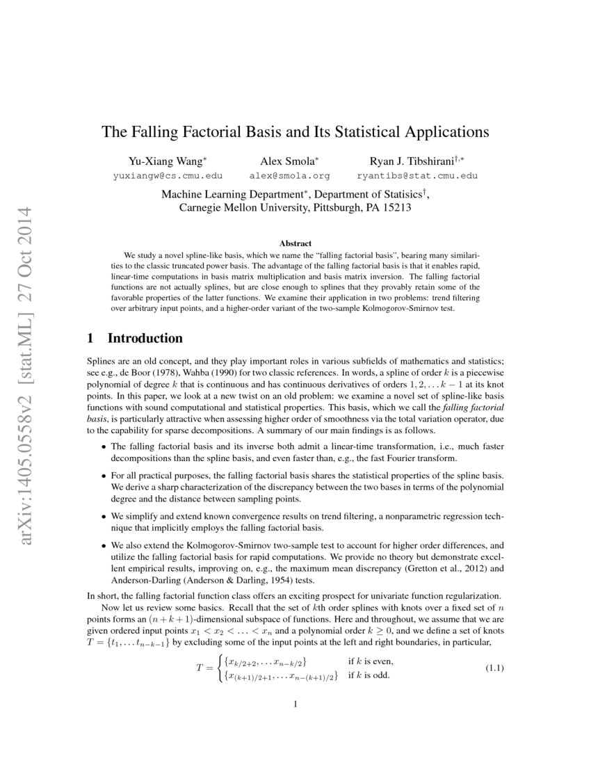 The Falling Factorial Basis and Its Statistical Applications | DeepAI