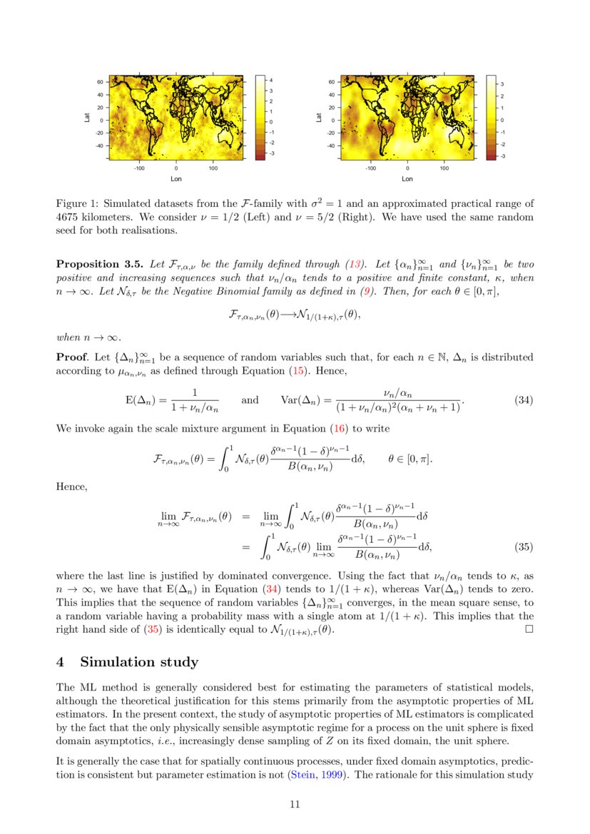 The ℱ-family of covariance functions: A Matérn analogue for modeling random fields on spheres ...