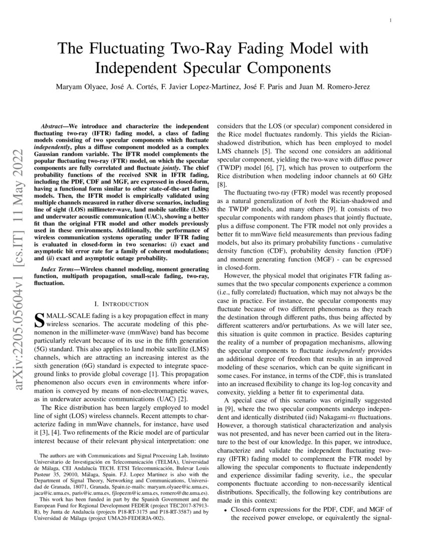 The Fluctuating Two-Ray Fading Model with Independent Specular ...